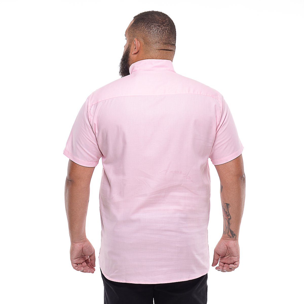Camisa Plus Size Masculina Gola Padre Oxford Rosa