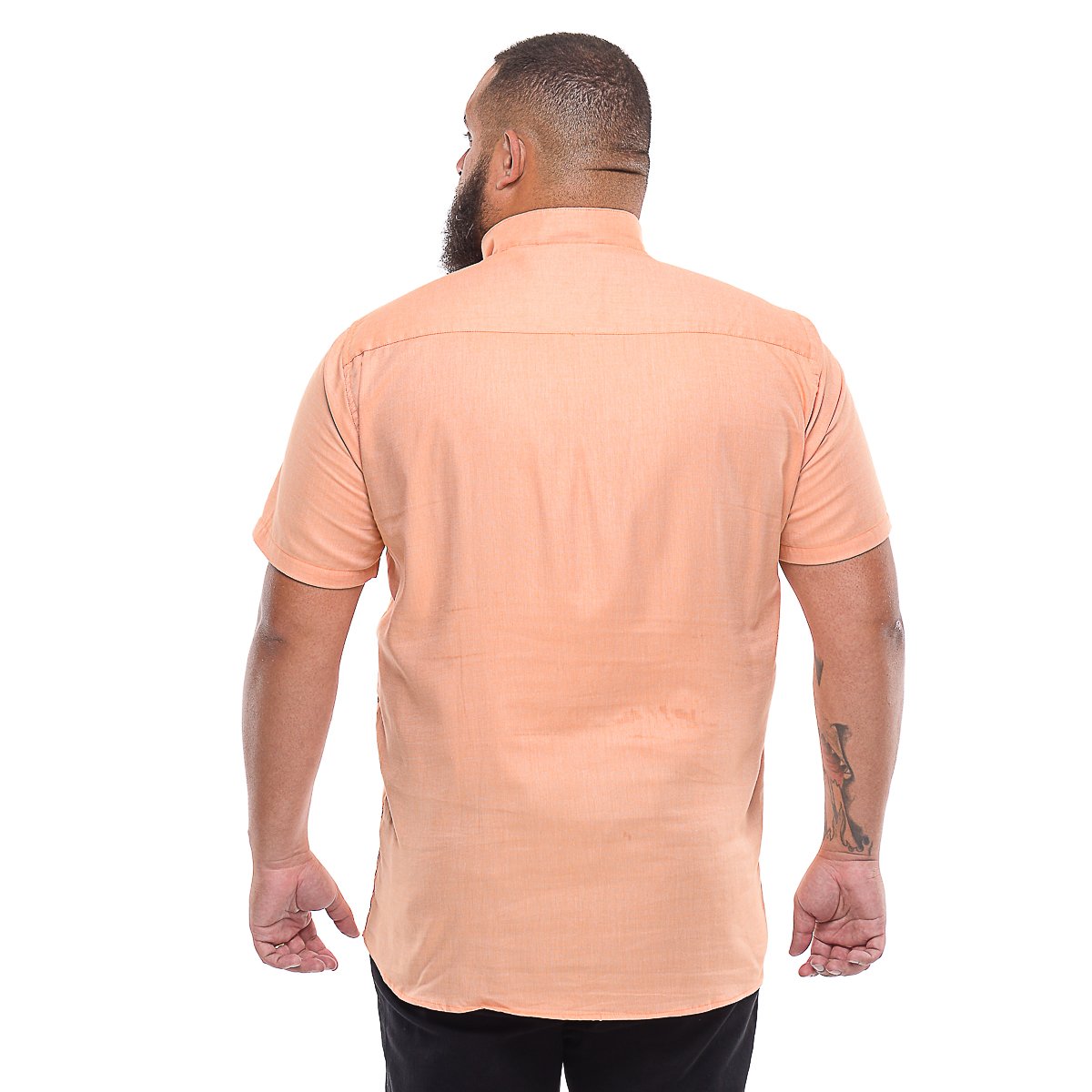 Camisa Plus Size Masculina Gola Padre Oxford Salmão