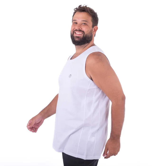 Regata Plus Size Masculina Bear Branca